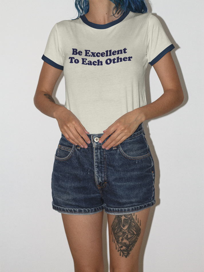 Wander & Co. | Be Excellent Ringer Tee in Blue